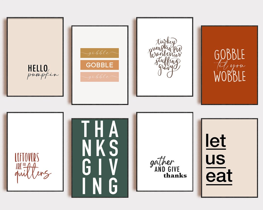 Thanksgiving Digital Prints Printable Wall Art Set of 8 - Etsy