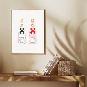 Champagne Bottle Wall Art, Moet Digital Printable,bar Art - Etsy