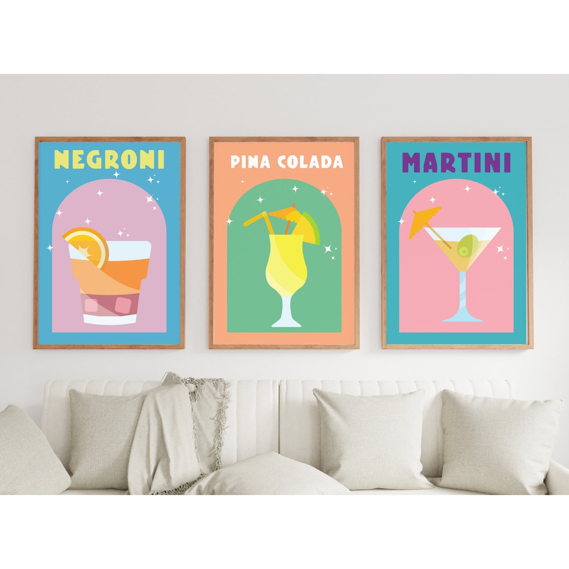Cocktail Print Set of 15, Colorful Bar Cart Gallery Wall Set, DIGITAL ...