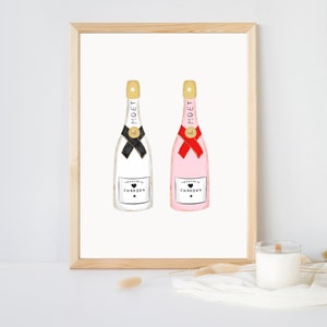 Champagne Bottle Wall Art, Moet Digital Printable,bar Art - Etsy