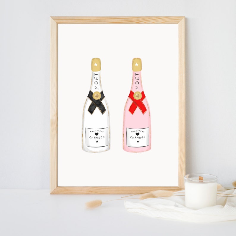Champagne Bottle Wall Art, Moet Digital Printable,bar Art - Etsy