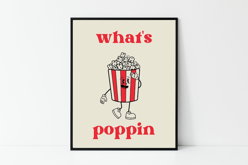 What's Poppin Retro Character Wall Art, Retro Funny Wall Art, Retro ...