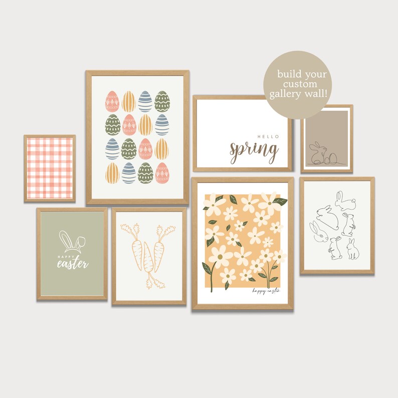 Easter Gallery Wall Art Set of 10, Printable Wall Art, Spring Art ...