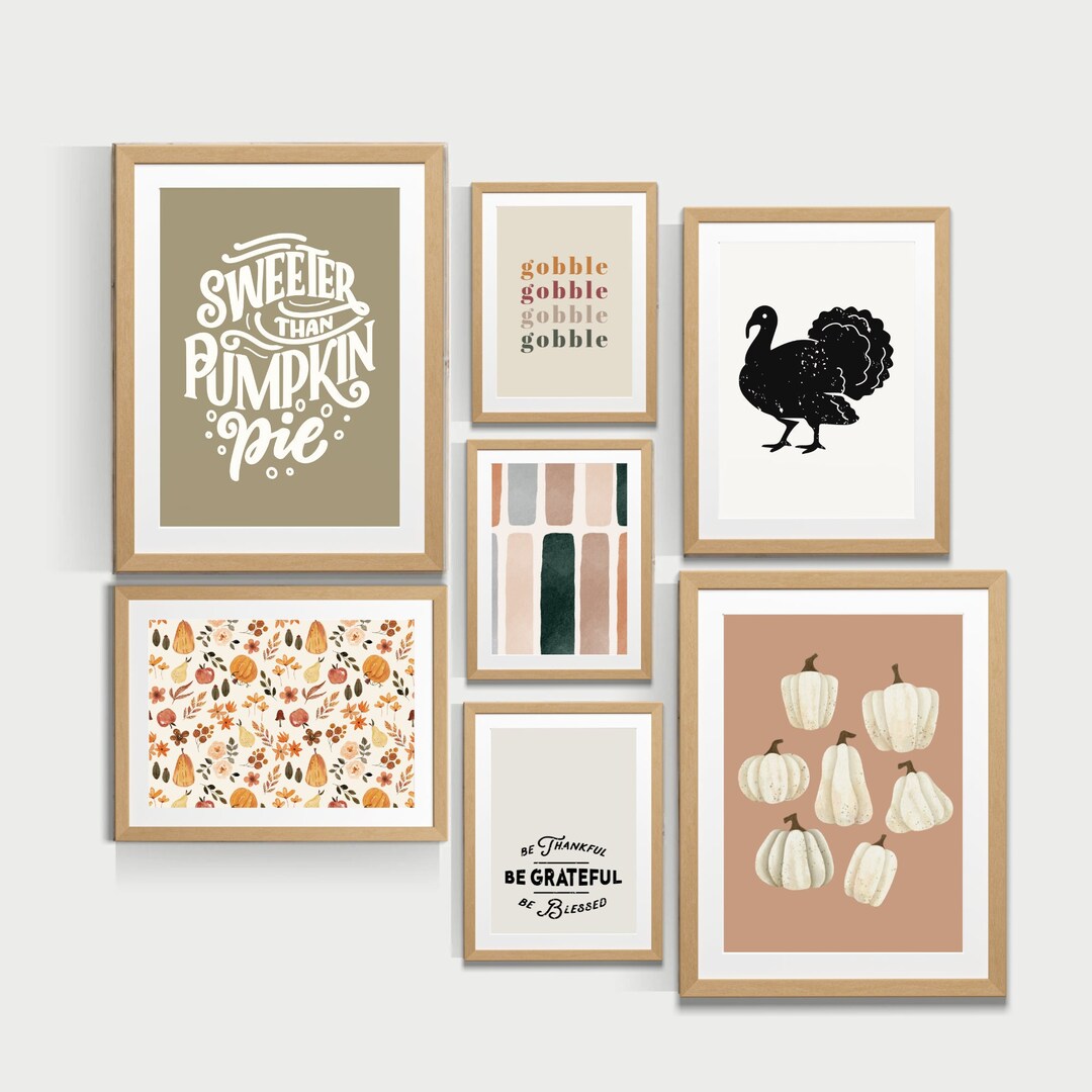 Thanksgiving Digital Prints, Printable Wall Art, Set of 8 - Etsy