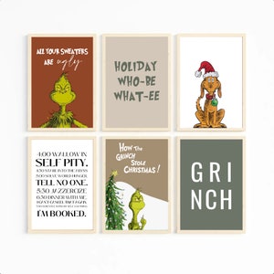 Grinch Art Bundle Set, Set of 8, Christmas Gallery Wall, Holiday ...