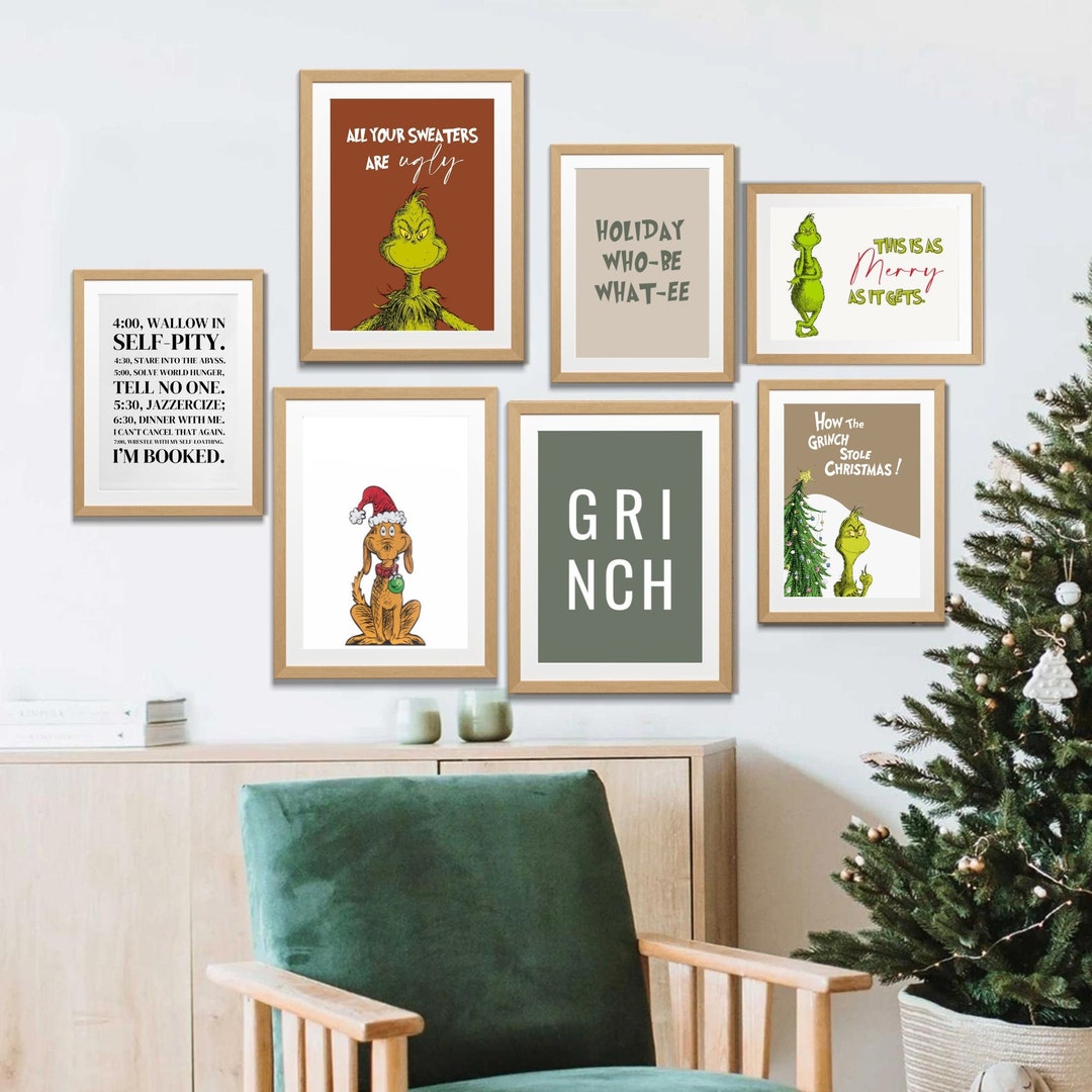 Grinch Art Bundle Set Set of 8 Christmas Gallery Wall - Etsy