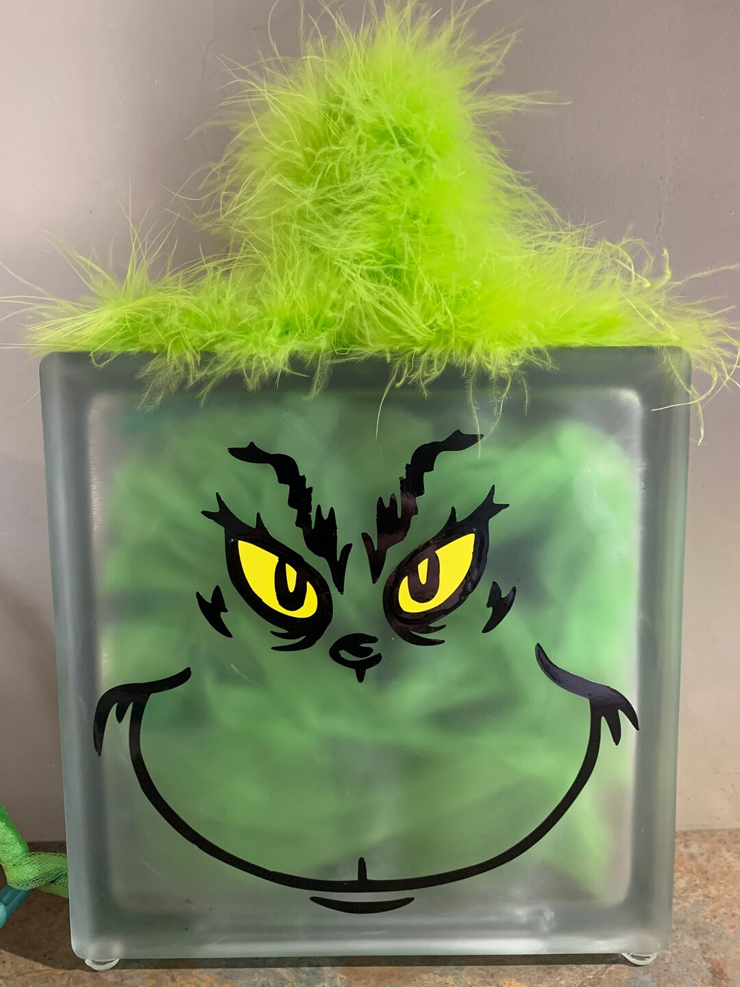 Glass Block Grinch Snowman Farmhouse Merry Christmas - Etsy