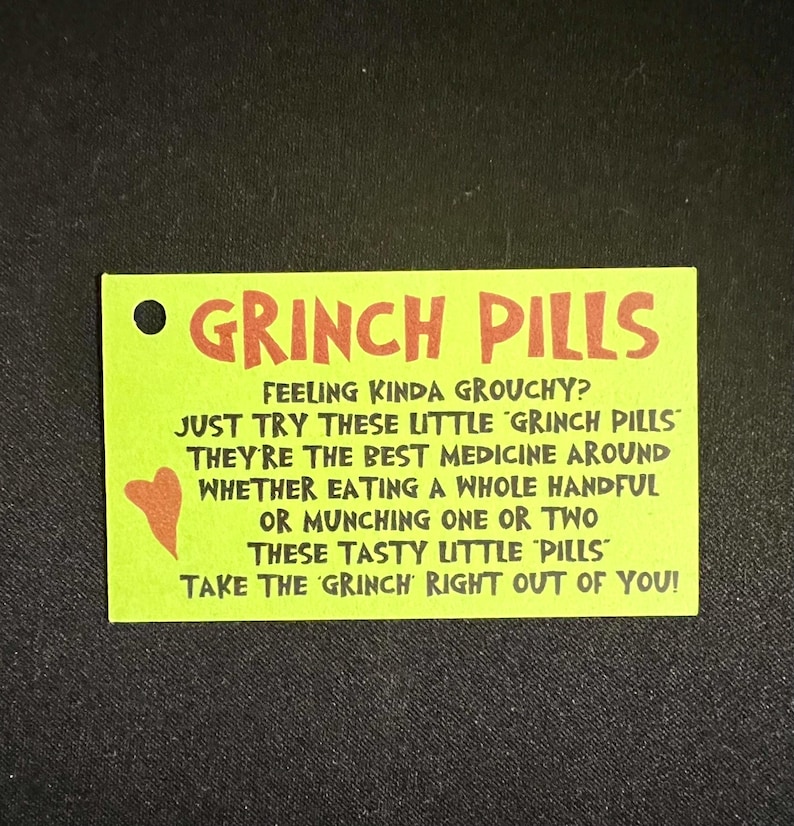 Grinch Pills Tags or Ornaments (candies Not Included) - Etsy