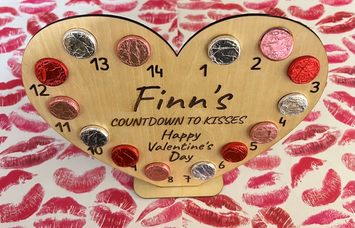 Countdown Kisses Valentines Heart Personalized - Etsy