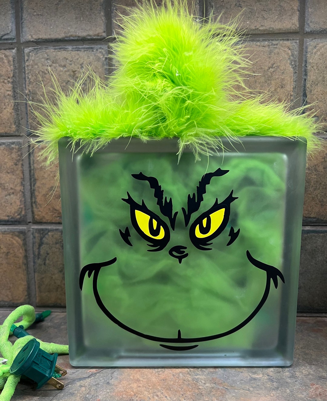 Glass Block Grinch, Snowman, Farmhouse Merry Christmas - Etsy