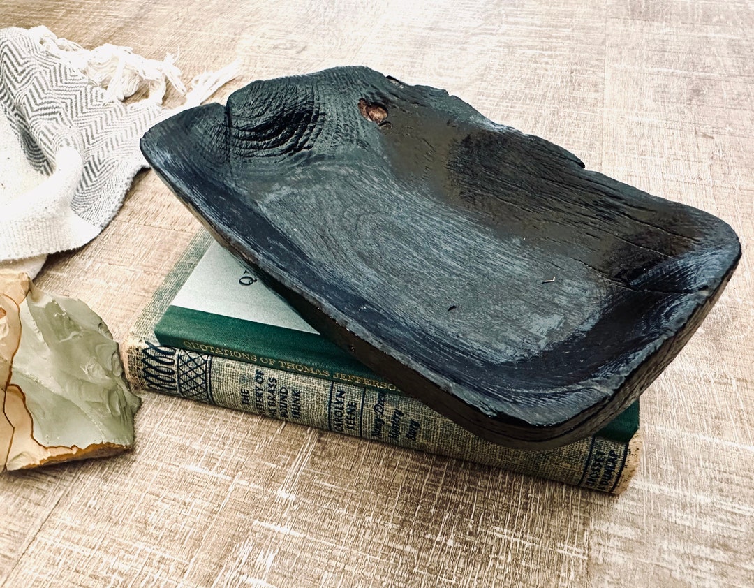 Rustic Hand Carved Oak Wood Dish With a Scorched Wood (yakisugi) Finish ...