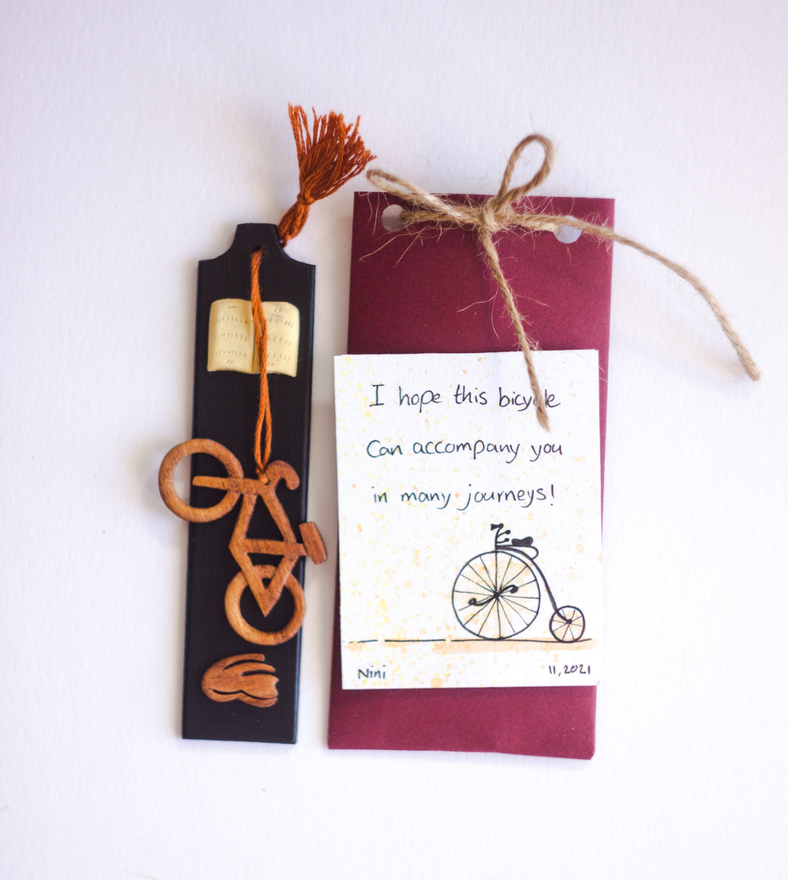 Wooden Handmade Bookmark for Bicycle and Bookworm Unique Gift - Etsy