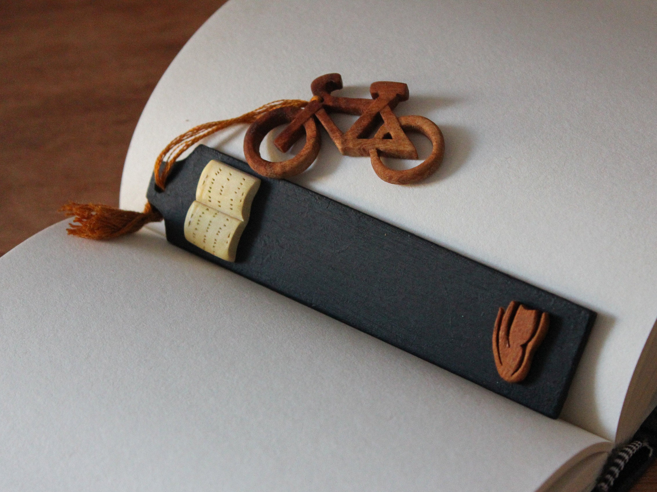 Wooden Handmade Bookmark for Bicycle and Bookworm Unique Gift - Etsy