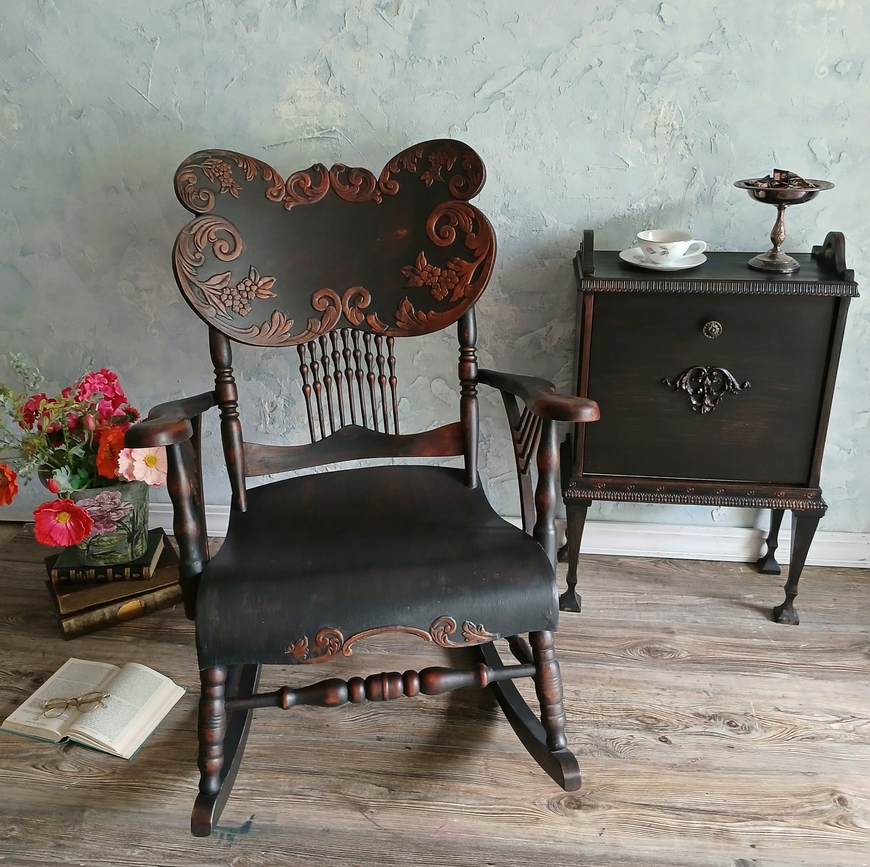 Antique Rocking Chair, Vintage Rocker - Etsy