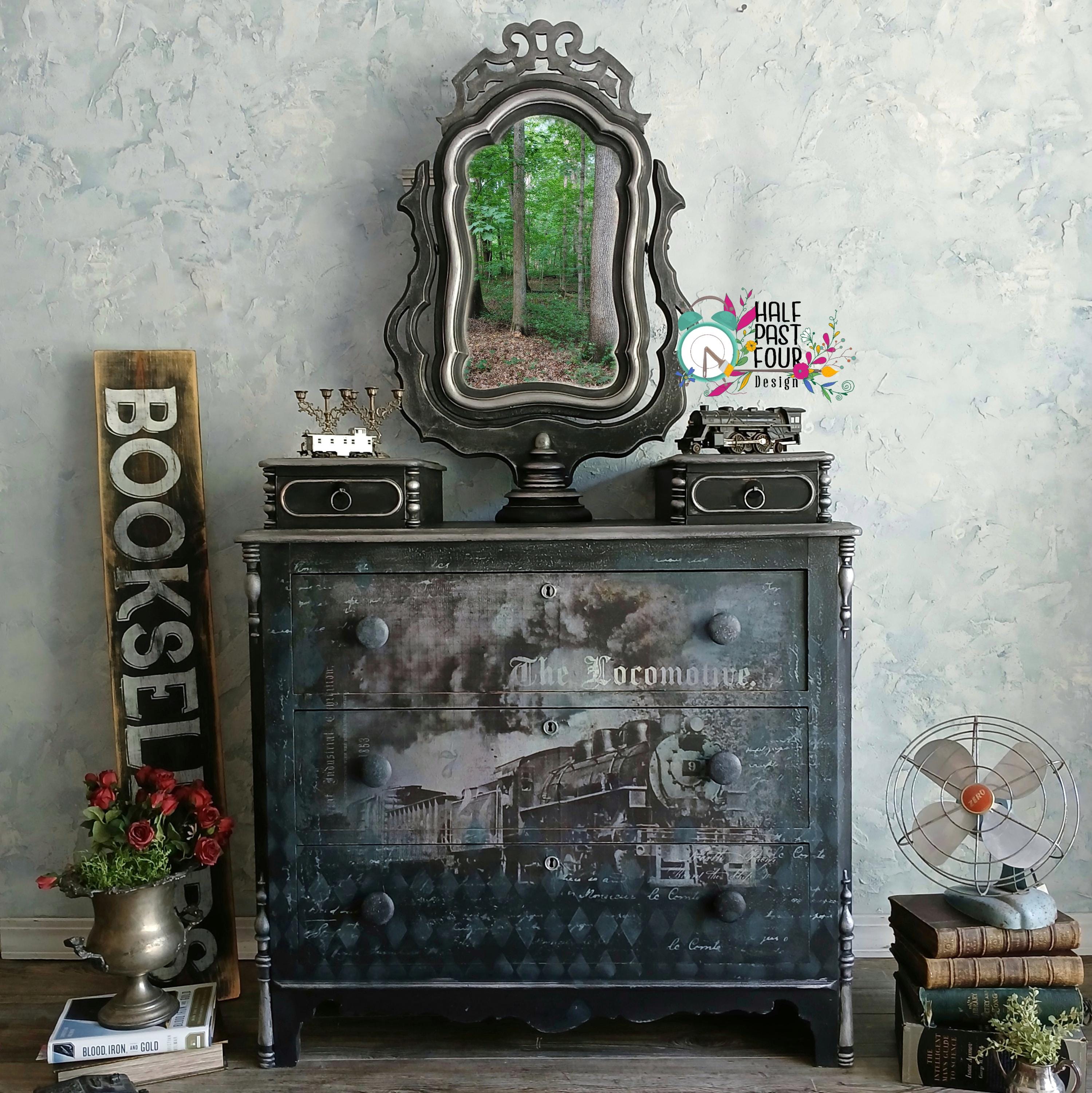 Steam Engine Antique Dresser, Chest of Drawers, the Locomotive, Train ...
