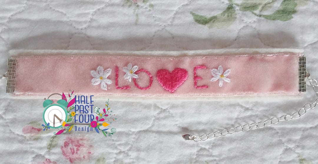 Hand Embroidered Love With Daisies Bracelet - Etsy