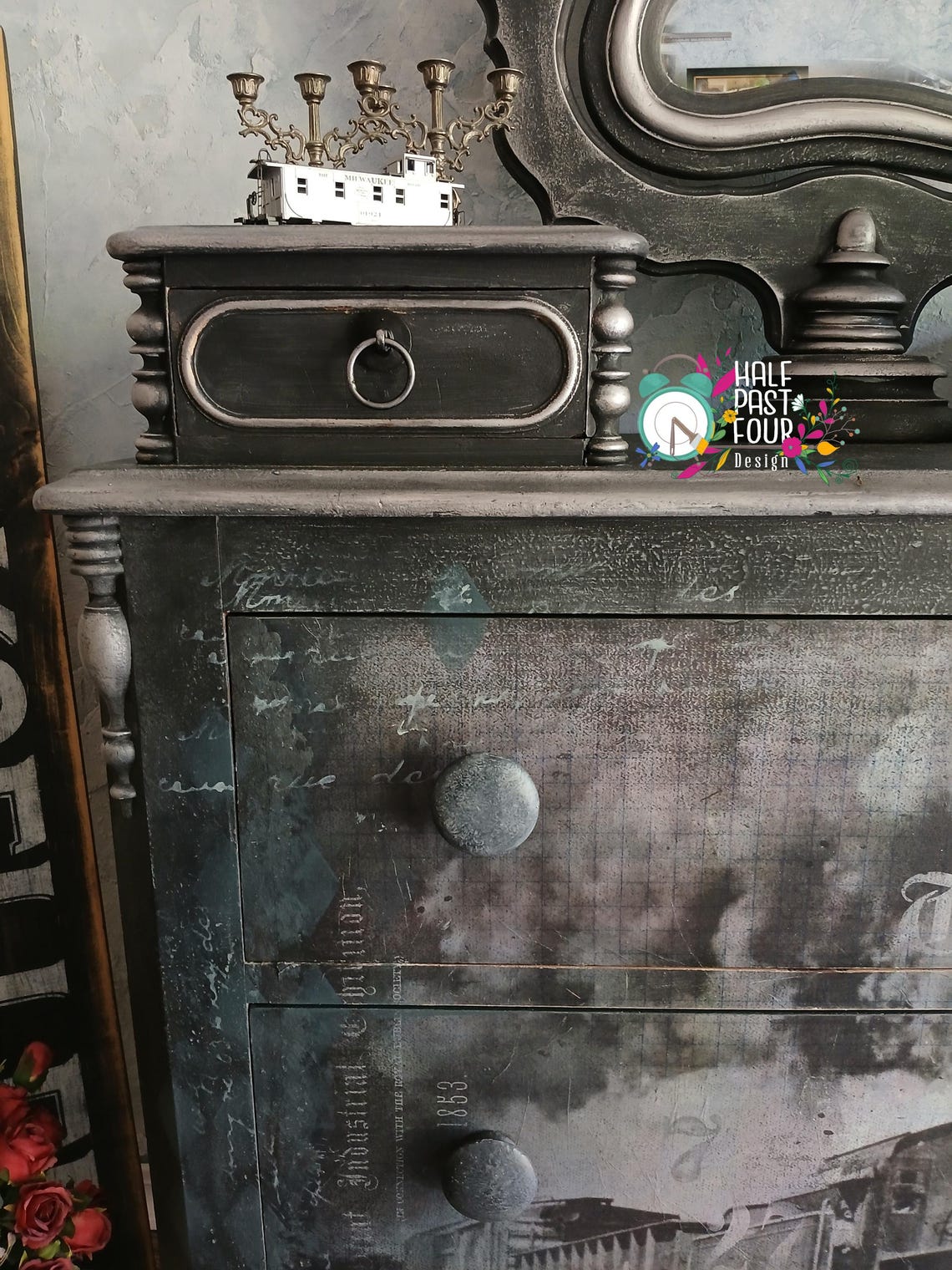 Steam Engine Antique Dresser, Chest of Drawers, the Locomotive, Train ...