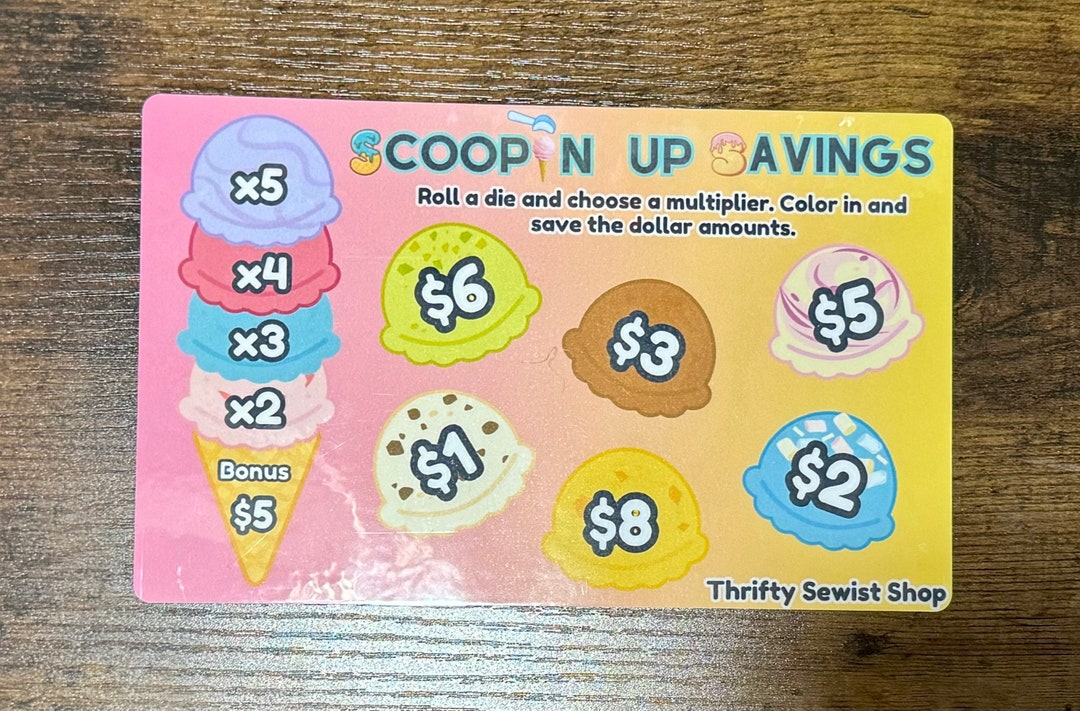 Scoopin' up Savings Laminated Savings Challenge Game - Etsy