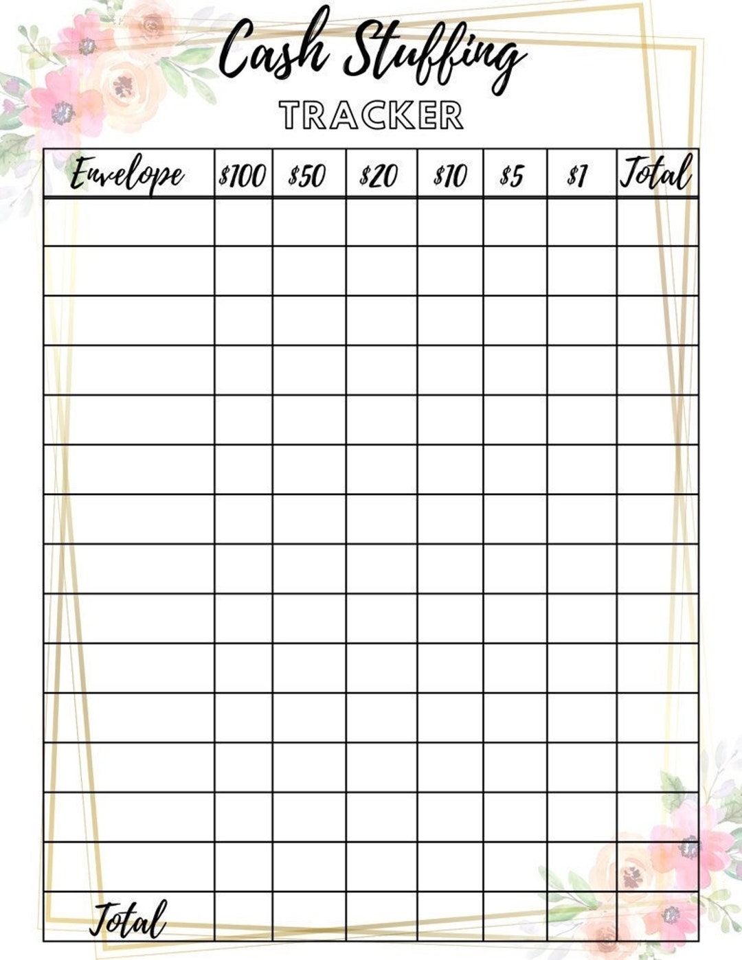 Cash Stuffing Tracker Digital Download - Etsy