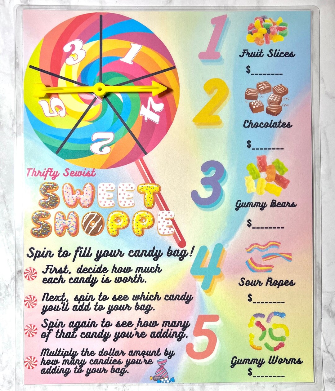 Sweet Shoppe-8.5" X 11" Savings Challenge Game With Spinner - Etsy