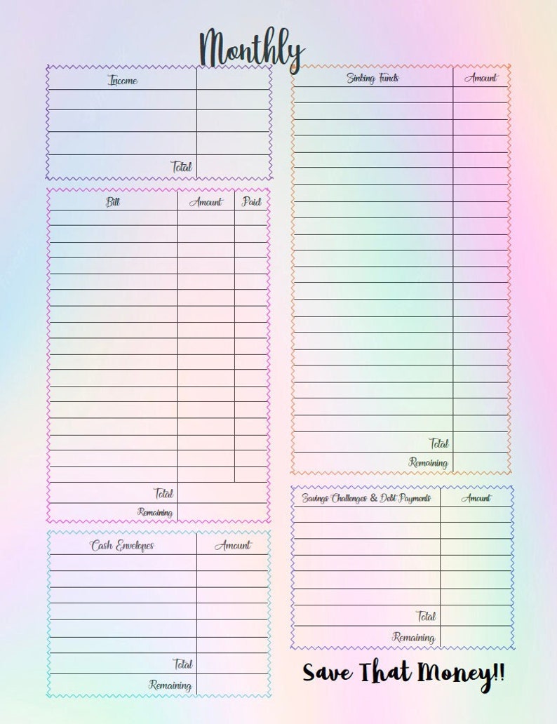 Monthly & Bi-weekly Budget Sheets-8.5" X 11" Digital Download - Etsy