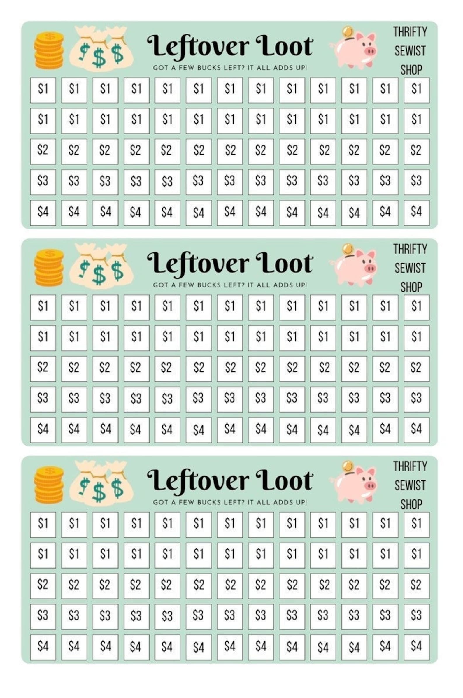 Leftover Loot A6 Savings Challenge Digital Download - Etsy