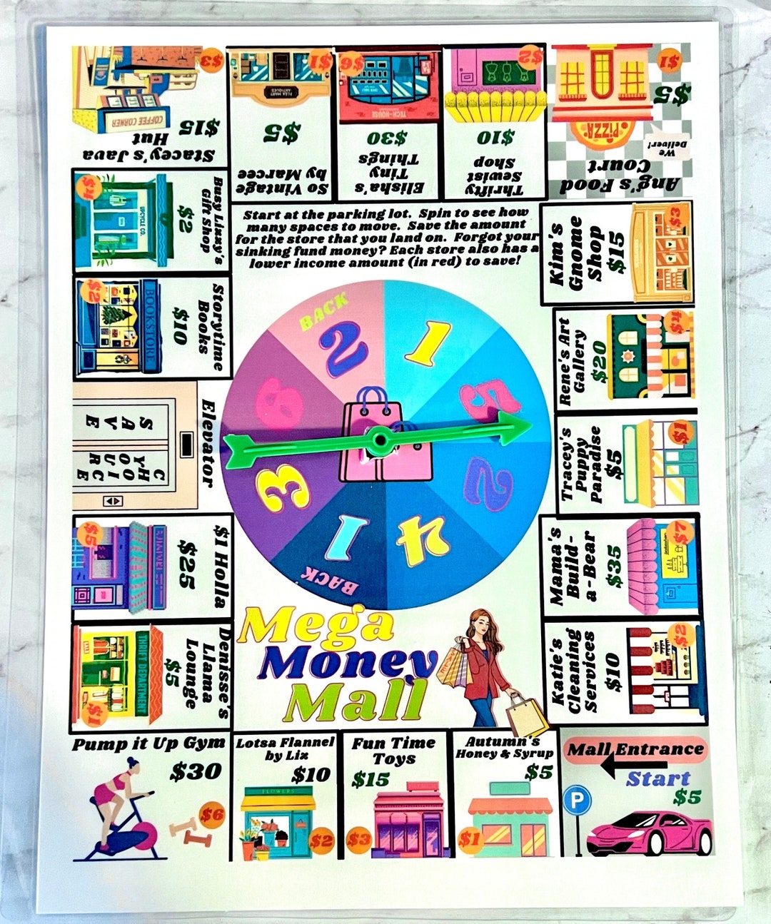 Mega Money Mall-8.5" X 11" Savings Challenge Game With Spinner - Etsy