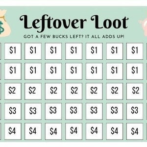 Leftover Loot A6 Laminated Savings Challenge - Etsy