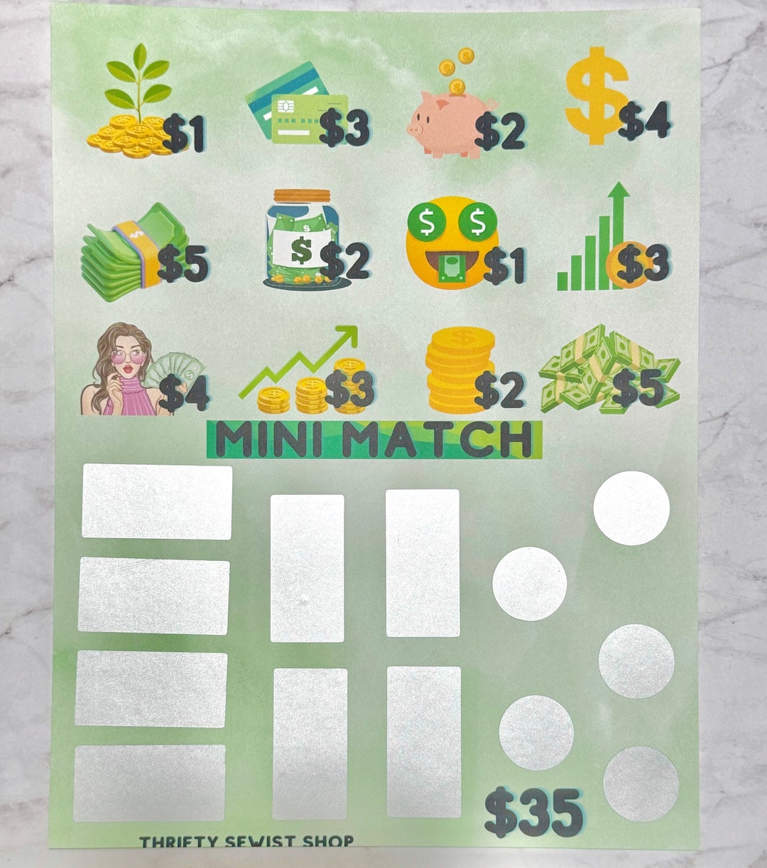 Mini Match 8.5" X 11" Scratch off Savings Challenge Game - Etsy