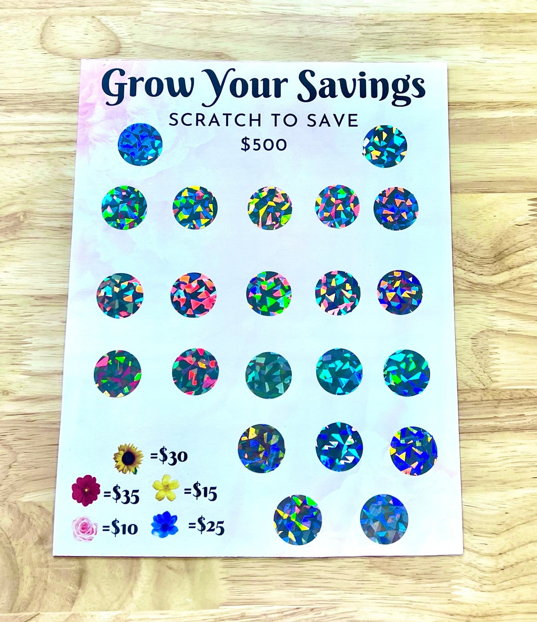 Grow Your Savings 8.5" X 11" Scratch off Savings Challenge - Etsy