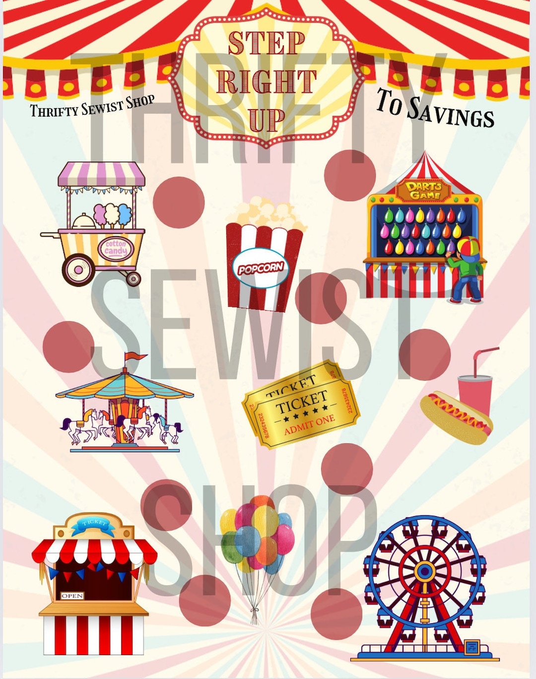Step Right up Carnival/fair Savings Challenge-8.5" X 11" Digital ...