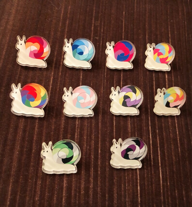 LGBT Pride Snails Acrylic Pins Queer Gay Lesbian Trans MLM - Etsy