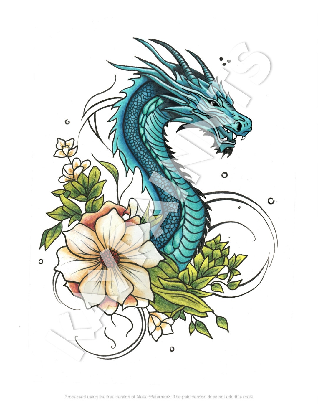Dragon Color Pencil Print - Etsy