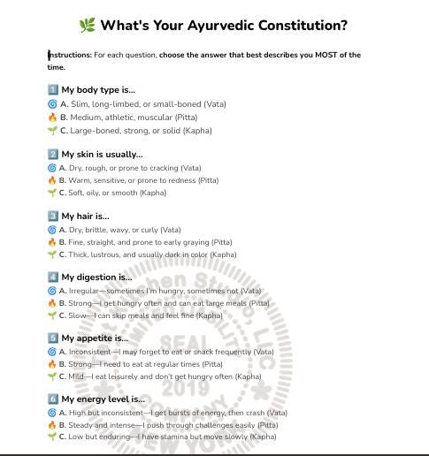 Dosha Test & Lifestyle Guide | Ayurveda Mind-body Type Quiz | Discover ...