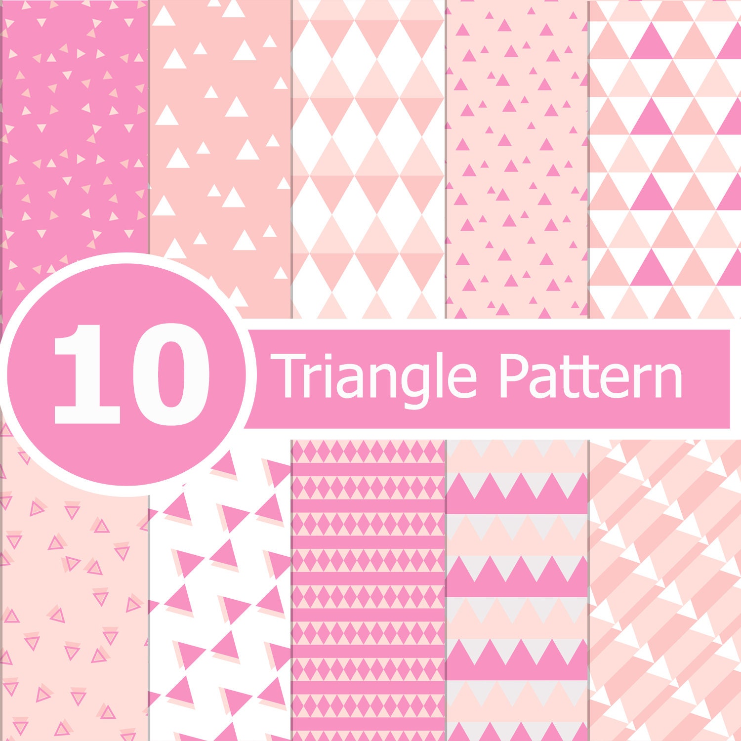 Pink Triangle Pattern Art-wallpaper-birthday Paper-digital - Etsy