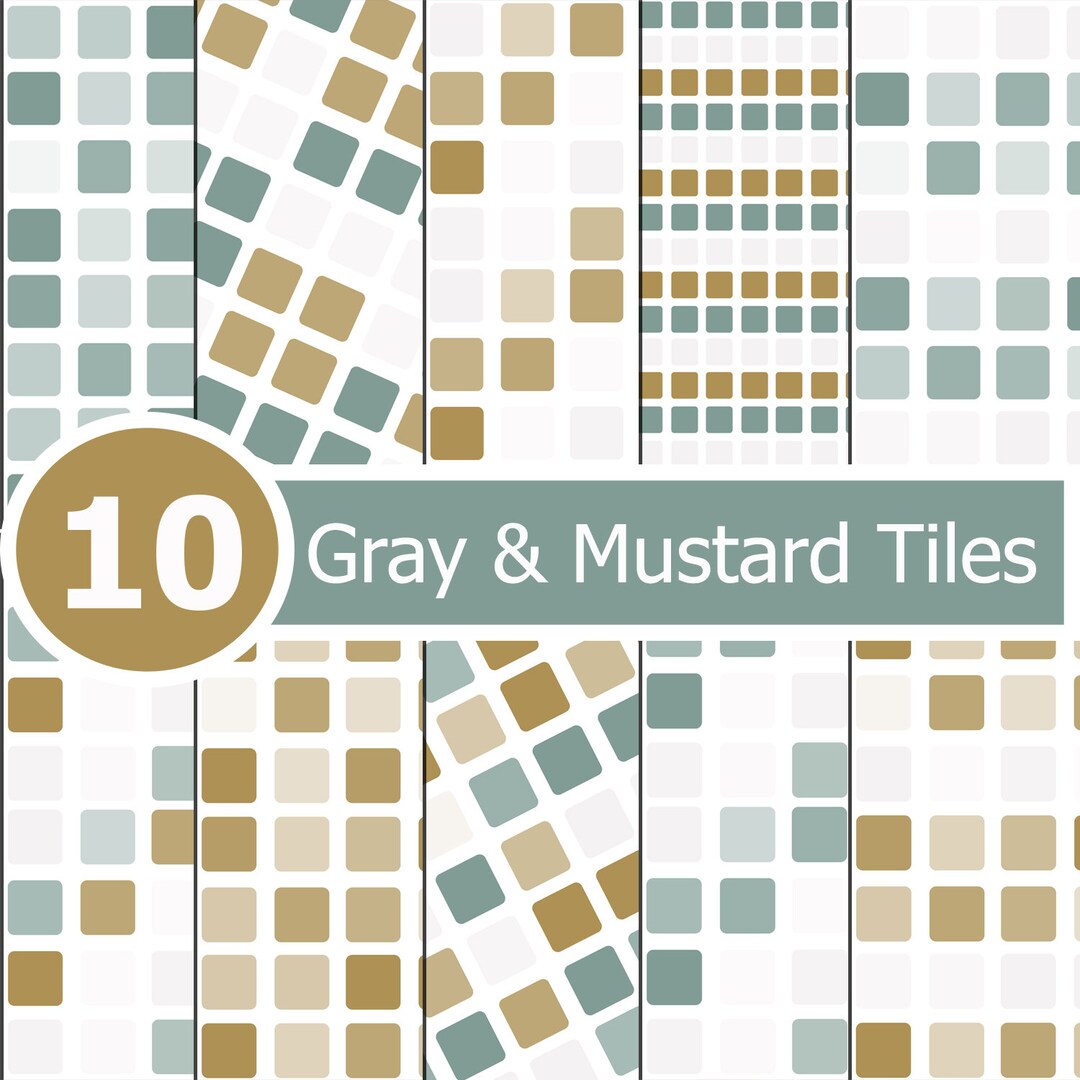 Gray and Mustard Tiles Paper-tiles Wall Paper-scrapbooking Craft ...