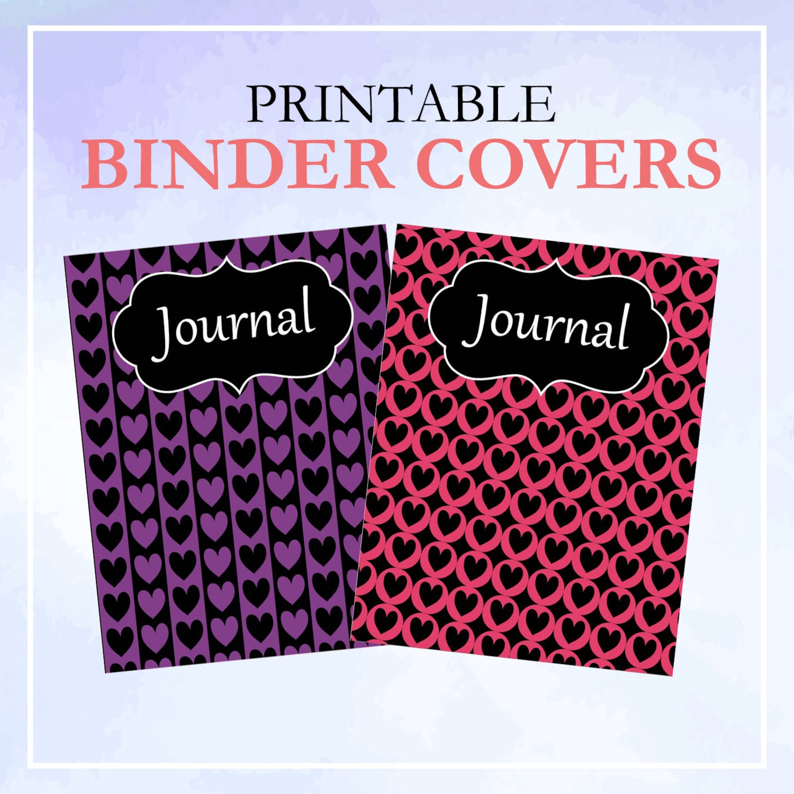 Heart Journal Binder Cover-printable Binder Cover-jpg Pdf Letter Size ...