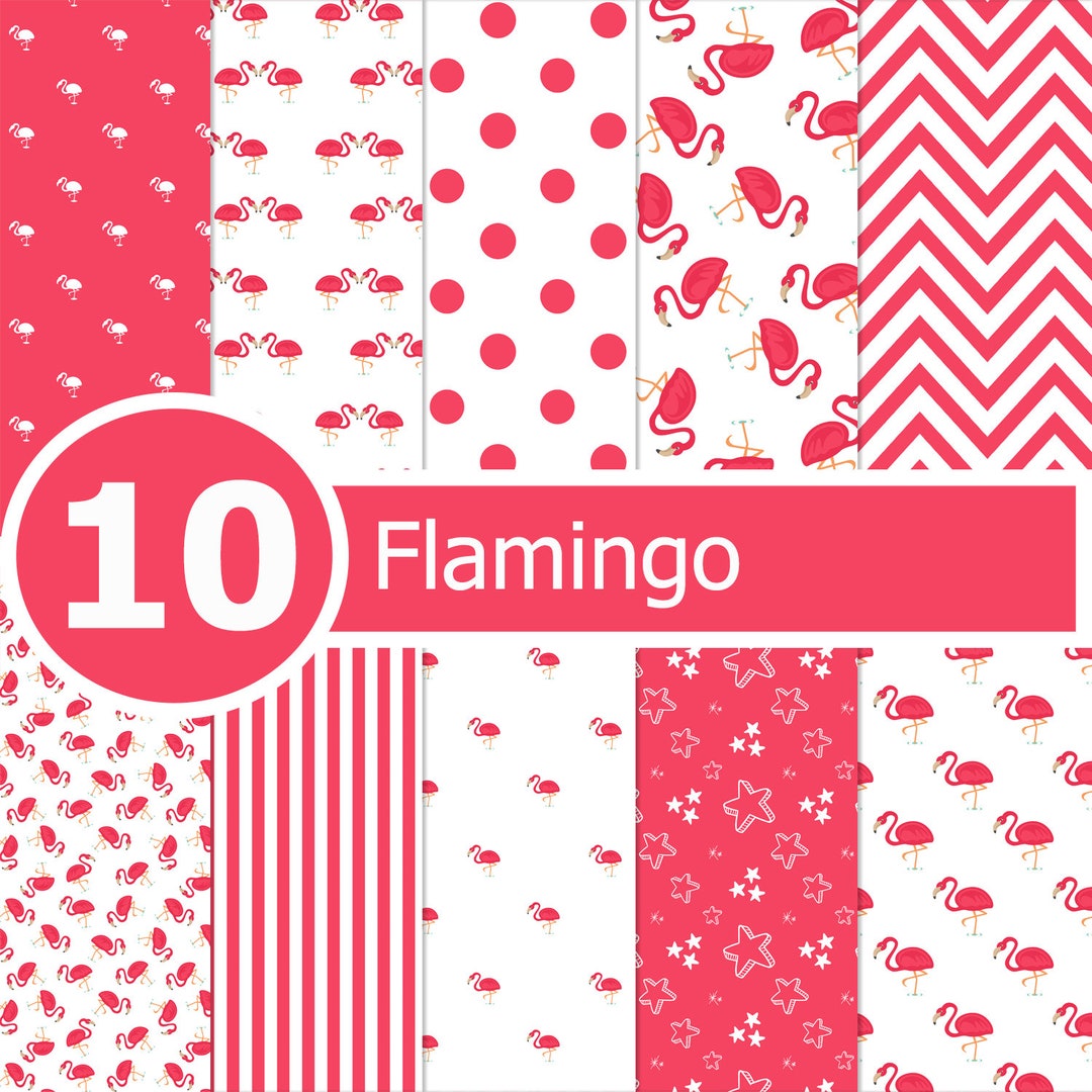 Flamingo Digital Paper-bird Paper-scrapbooking Craft Supplies-digital ...