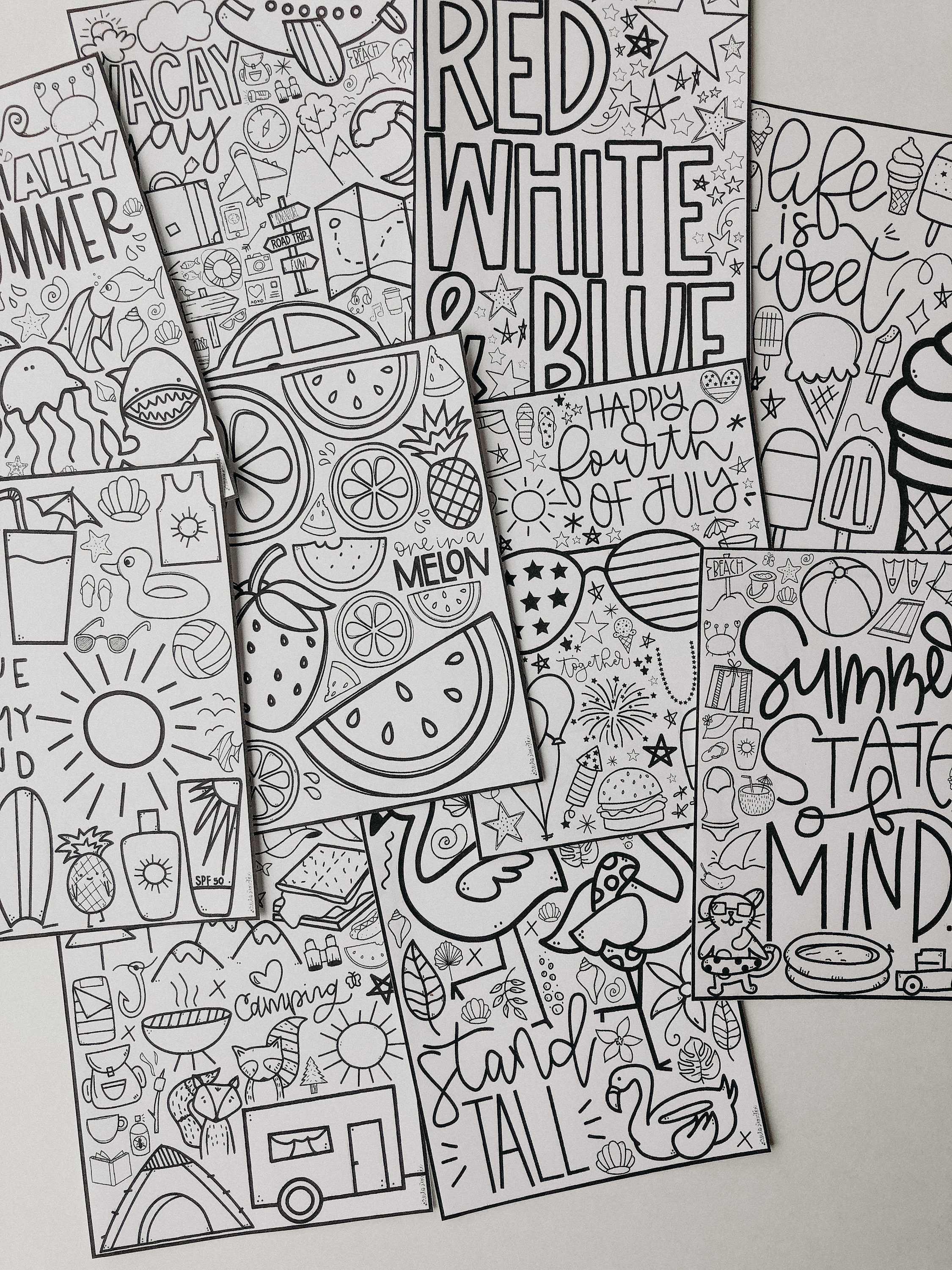 Summer Fun Coloring Sheets - Etsy