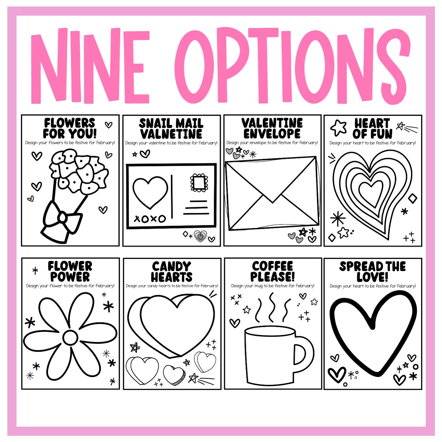 February Coloring and Writing Pages - Etsy