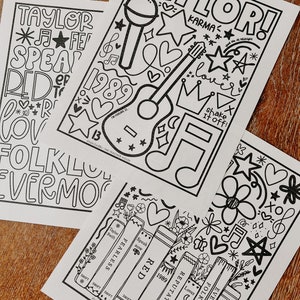 Taylor Swift Eras Tour Coloring Sheets - Etsy