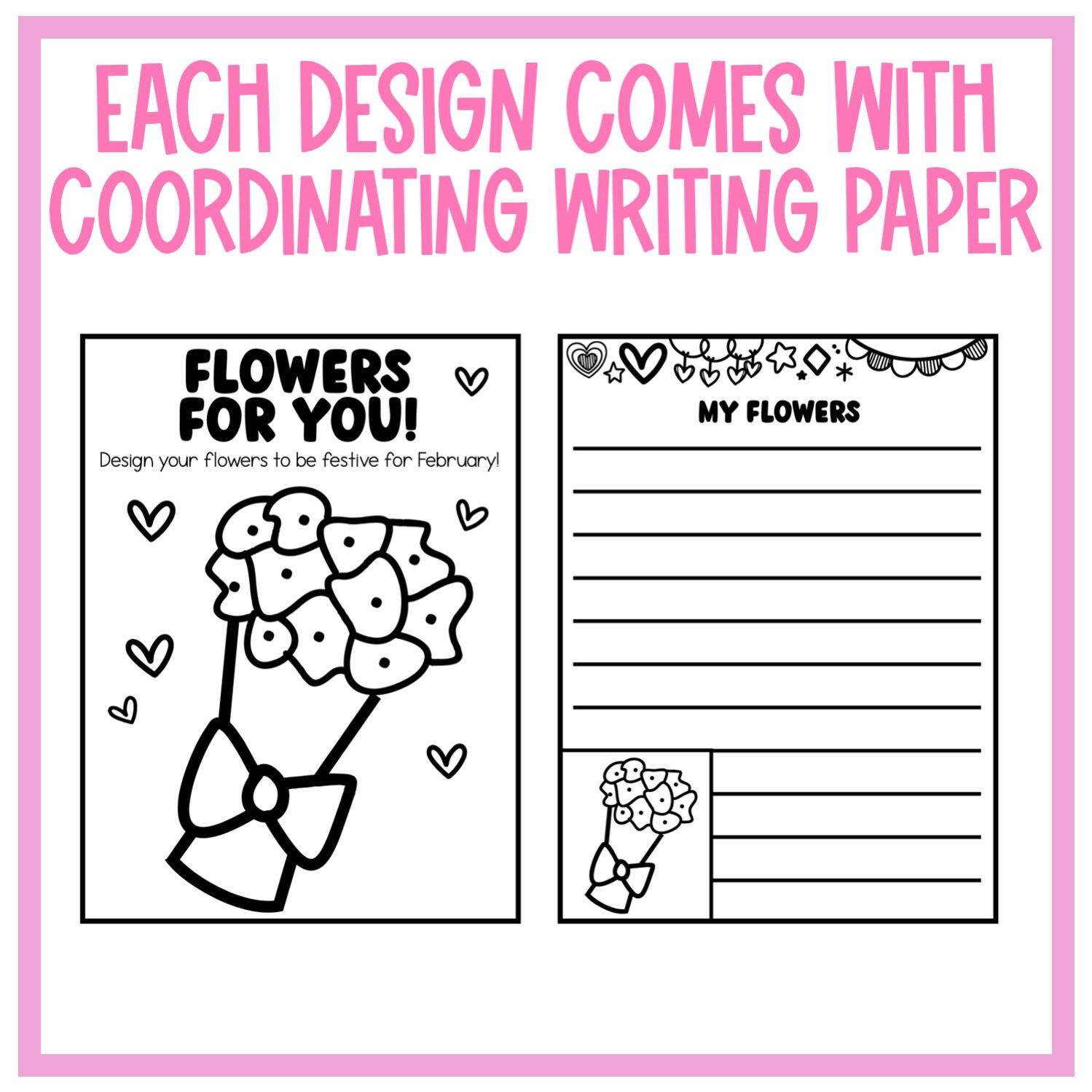 February Coloring and Writing Pages - Etsy
