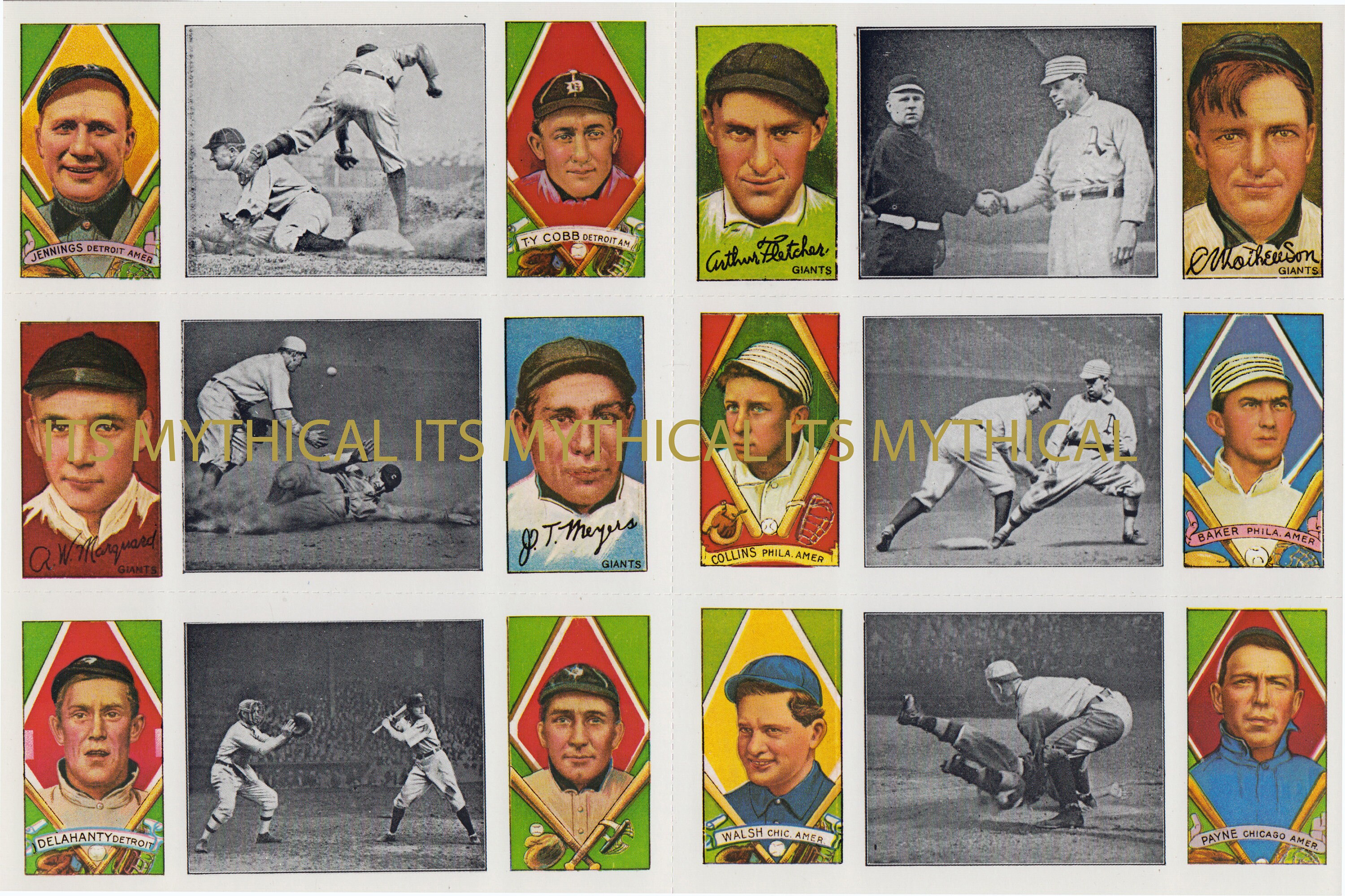Vintage Baseball Cards, Tobacco Cards, Baseball Players, Collage, 52 ...