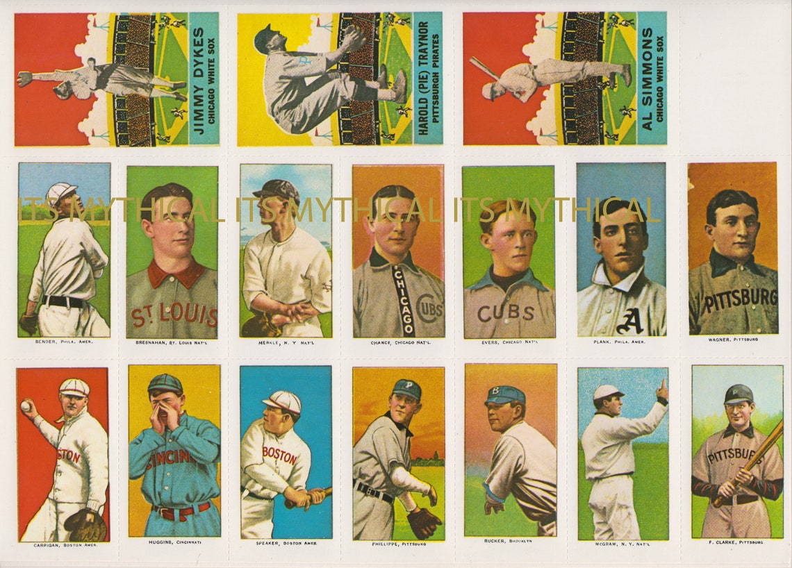 Vintage Baseball Cards, Tobacco Cards, Baseball Players, Collage, 52 ...