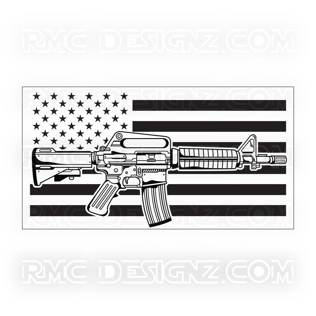 US Flag With AR15 Rifle - SVG File for CNC, Laser, Vinyl Machines, and ...