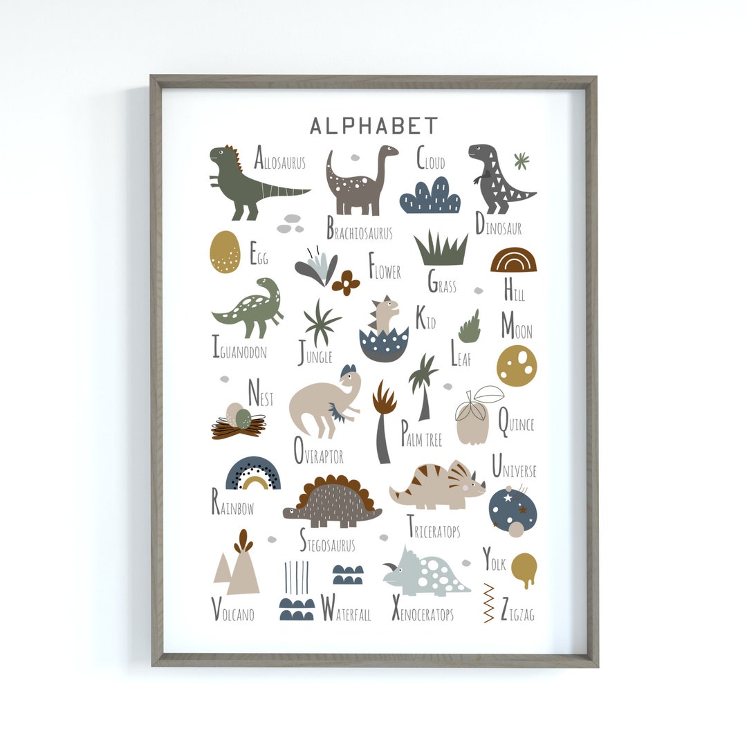 Dinosaur Wall Art, Dinosaur Alphabet Print, Dinosaur Print, Dinosaur ...