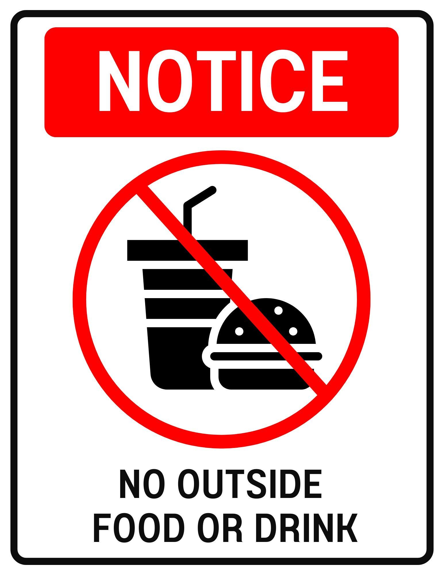 Printable No Eating or Drinking Food Signs in US Letter and A4 Sizes ...