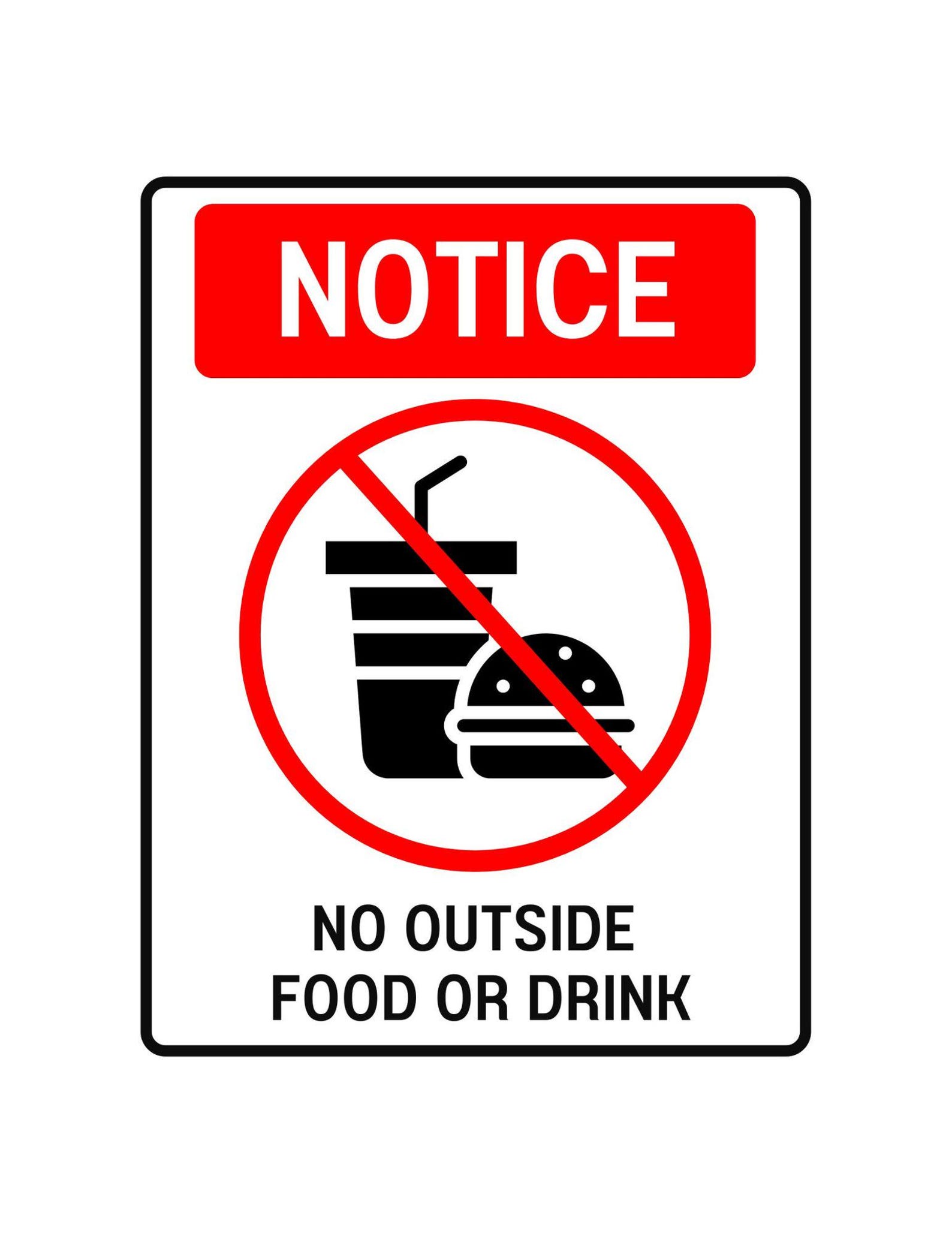 Printable No Eating or Drinking Food Signs in US Letter and A4 Sizes ...