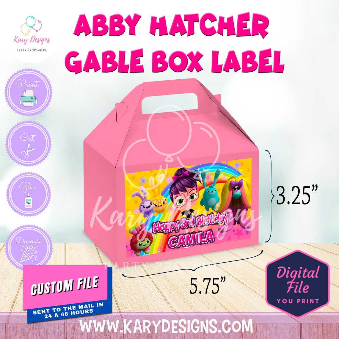 Abby Hatcher Gable Box Label Abby Hatcher Party Printables | Etsy