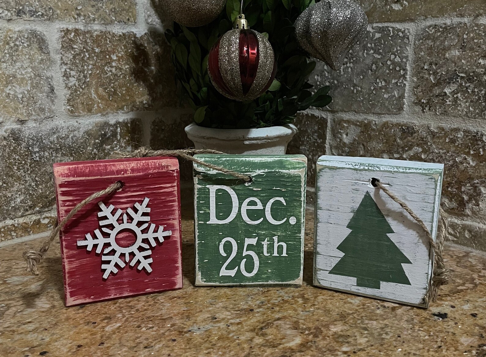 Christmas Decor. Rustic Handmade Decorative Wood Blocks. Tier | Etsy